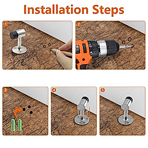 PHITUODA 3 Inch / 75mm Heavy Duty Floor Stop, Door Stopper Stainless Steel Brushed Nickel - Pack of 1