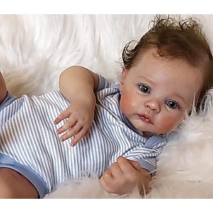 Anano Real Baby Full Body Silicone Baby Doll Boy, 19 Inch Anatomical Correct Baby Doll Realistic Flexible Soft Silicone Vinyl Reborn Baby Boy Doll
