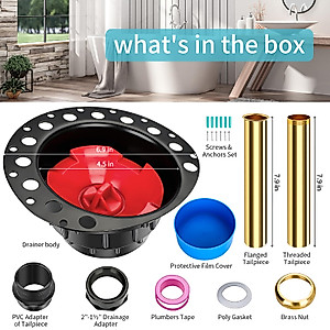 Freestanding Tub Drain Rough-in Kit,Bathtub Drain Kit with Brass Tail Pipe and ABS Plastic Adapter, compatible with all freestanding bathtubs,Floor Mounted Bathtub and Copper Bathtub