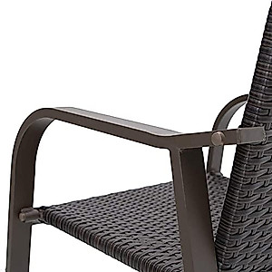 Crestlive Products Aluminum Patio Bar Stools Outdoor Wicker Bar Chairs, All Weather Backyard Furniture in Antique Brown Finish for Pool, Garden, Deck, Indoor, 2 PCS Set (Brown)