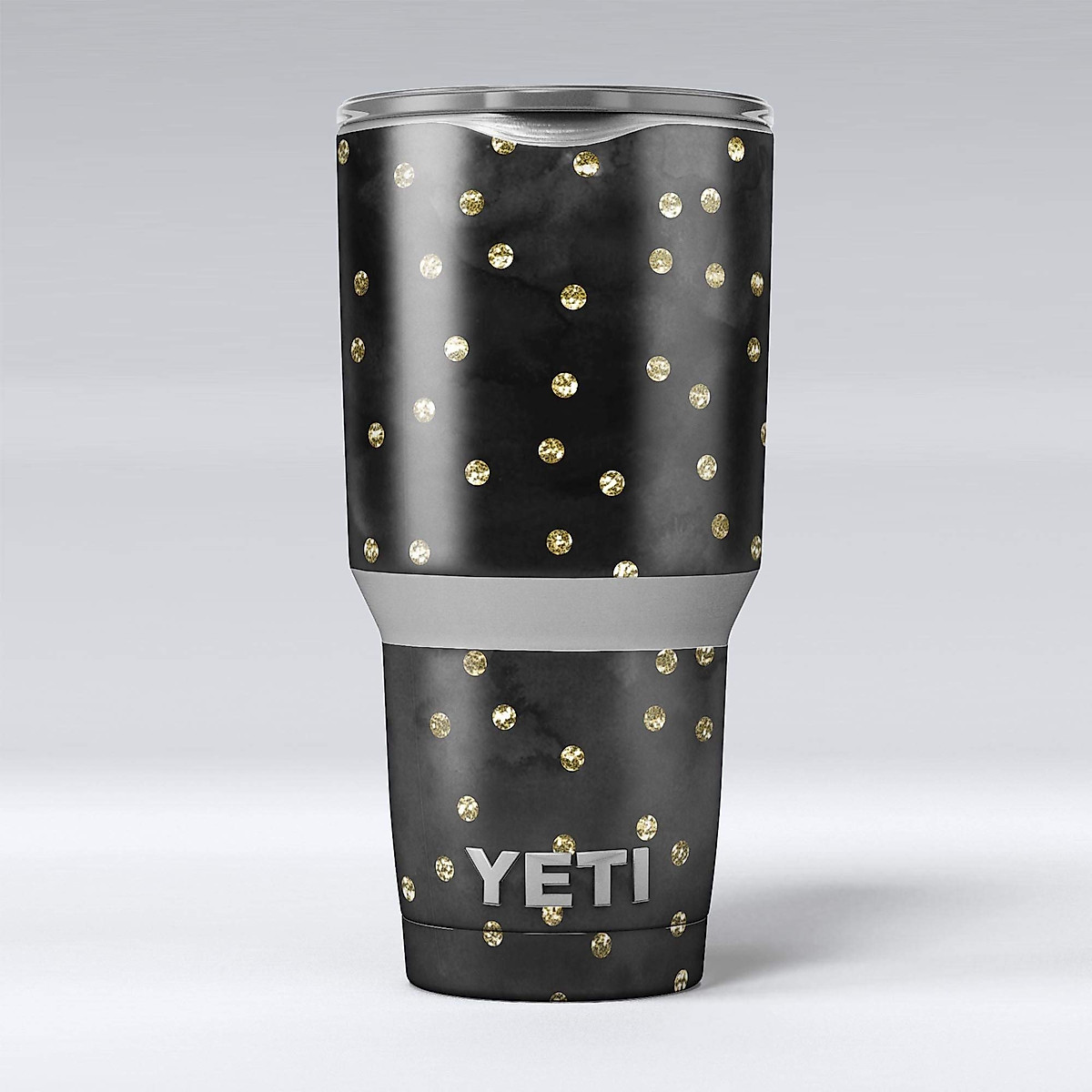 Design Skinz Black Watercolor and Gold Glimmer Polka Dots - Skin Decal Vinyl Wrap Kit Compatible with The Yeti Rambler Cooler Tumbler Cups