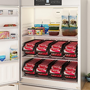 Wisdom Star 4 Pack Stackable Soda Can Organizer Dispenser, soda can organizer for Refrigerator. Canned Food Storage Rack for Fridge, Pantry, Kitchen, Countertops, Cabinets, Black