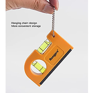 RONGPRO Magnetic Small Pocket Level Tool, Spirit Level Metal Keychain Hook Easy Carry and Storage, Premium Picture Hanging Tool with two Bubble - 2 pack
