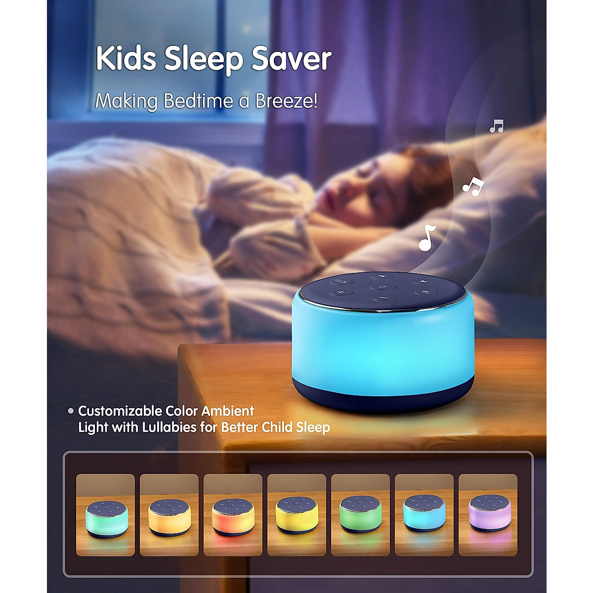 White Noise Sound Machine Baby for Sleeping with Night Light – 34 Soothing Sounds, Rechargeable White Noise Machine for Baby Kids Adults Sleep, Portable Lullaby Machine Baby Soother