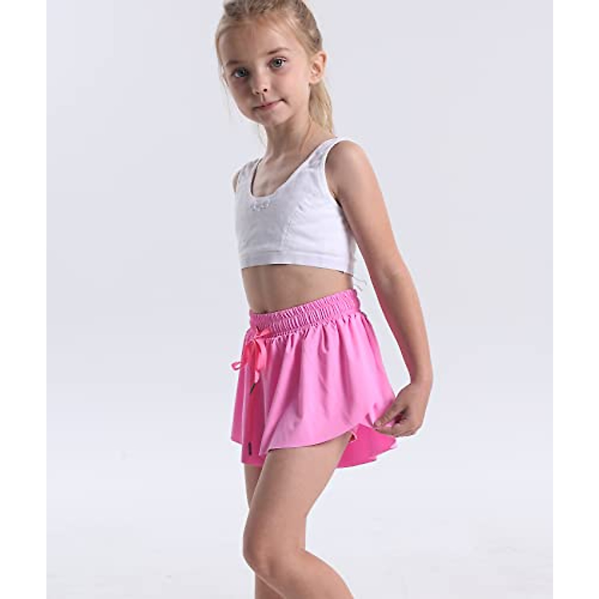 3 Pack Butterfly Flowy Shorts Skirts for Girls Tennis Cheer Stuff Athletic Preppy Running Sports Skirt for Teen Girls（Black, White, Rose red, M