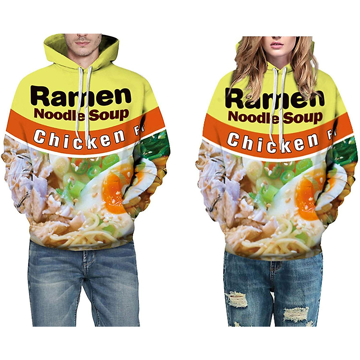 Keasmto 3D Ramen Chicken Noodle Soup Hoodies Sweatshirts for Men Women Cotton Cute 3X-Large