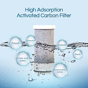 AFaucet 1 Faucet Water Filter 304 Food Grade Stainless Steel Filtration System Reduces Lead Chlorine & Bad Taste - Fits Standard Faucets (1 Filter Included)