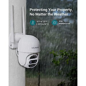 blurams Security Camera Outdoor, 3MP Dual-Lens Wi-Fi Outdoor Camera, 360° PTZ Cameras for Home Security w/Motion Tracking, Two-Way Talk, 2K Color Night Vision, IP66 Weatherproof