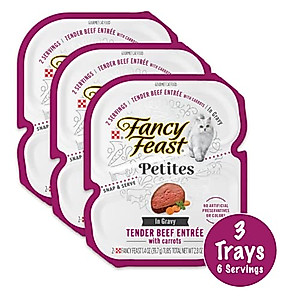 Fancy Feast Petites Wet Cat Food Variety 5 Flavor Pack (30 Servings) - Bundled with Writing Cat Pen (in Gravy)