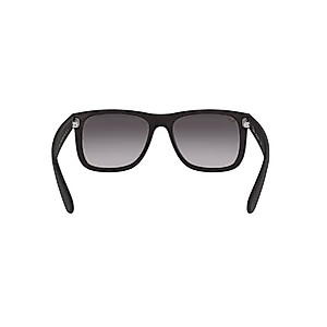 Ray-Ban RB4165 Justin Wayfarer Sunglasses, Rubber Black//Light Grey Gradient Dark Grey, 55 mm