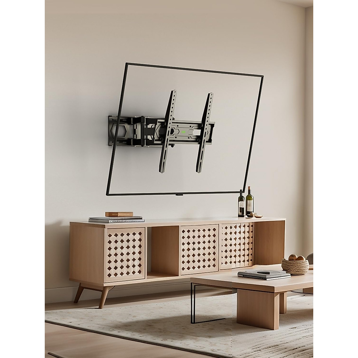 USX MOUNT Full Motion TV Wall Mount for Most 32-65 inch Flat Screen/LED/4K TVs, Swivel/Tilt TV Mount Bracket with Articulating Dual Arms Max VESA 400x400mm, Holds up to 110lbs, for 16" Wood Stud.