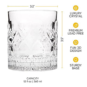 Old Fashioned Whiskey Glasses - Rocks Glasses in Gift Box, Bourbon glass set, Old Fashioned Glass and Scotch Glasses for Men, Whiskey Glass for Cognac, Whisky, Liquor and Cocktail.. (Circle - 2 pcs)