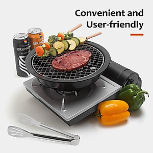 FAPEND Japan Korean Cookware Aburi Stove Top Grill Pan for Cooking Stove BBQ Yakiniku, Black, With a Built-in Water Pan Free 304 Stainless Steel Barbecue Tongs (Japan Import)