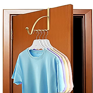 Hotop 4 Pieces Over Door Hooks Hanger Multi Hanging Storage Organizers Valet Hooks for Coats Clothes Hoodies Hats Scarves Purses Keys Bath Towels Robes & More (Champaign Gold)