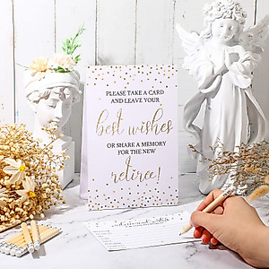 Fumete 50 Pieces Gold Retirement Party Advice and Wishes Cards with 10 Small Pencils and 1 Cardstock Place Card Retired Ideas Supplies and Decoration for Retirement Party Activities