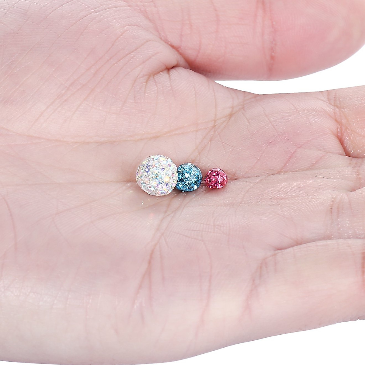 COTTVOTT 4mm(16G) 6mm(14G) 8mm(14G) Body Piercing Jewelry Replacement Screw Balls for Earrings Tongue Belly Rings (8mm White)