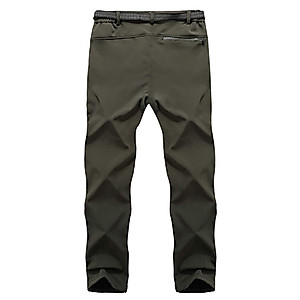 MOERDENG Men's Soft Shell Waterproof Winter Snow Ski Snowboarding Pants Fleece Cargo Hiking Pants