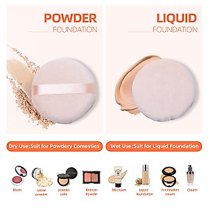 10 Pieces Pure Cotton Powder Puff, Makeup Puff for Powder Foundation, 3.15-inch Normal Size with Strap, Blending for Loose Powder Mineral Powder Body Powder Wet Dry Makeup Tool