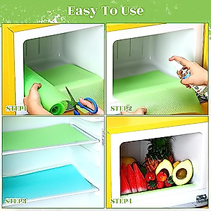 Nuanchu 4 Pcs Refrigerator Liners 4 Color Mixed Fridge Liner 12 x 118 inch Washable Oilproof Refrigerator Mats Waterproof Cover Pads for Freezer Kitchen Cabinet Drawer Cupboard Glass Shelves Table