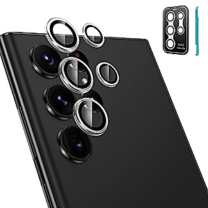 Tensea [3+2PCS] for Samsung Galaxy S22 Ultra Camera Lens Protector, 9H Tempered Glass Camera Cover Screen Protector Metal Individual Ring for S22 Ultra 5G 2022 Release (Clear)