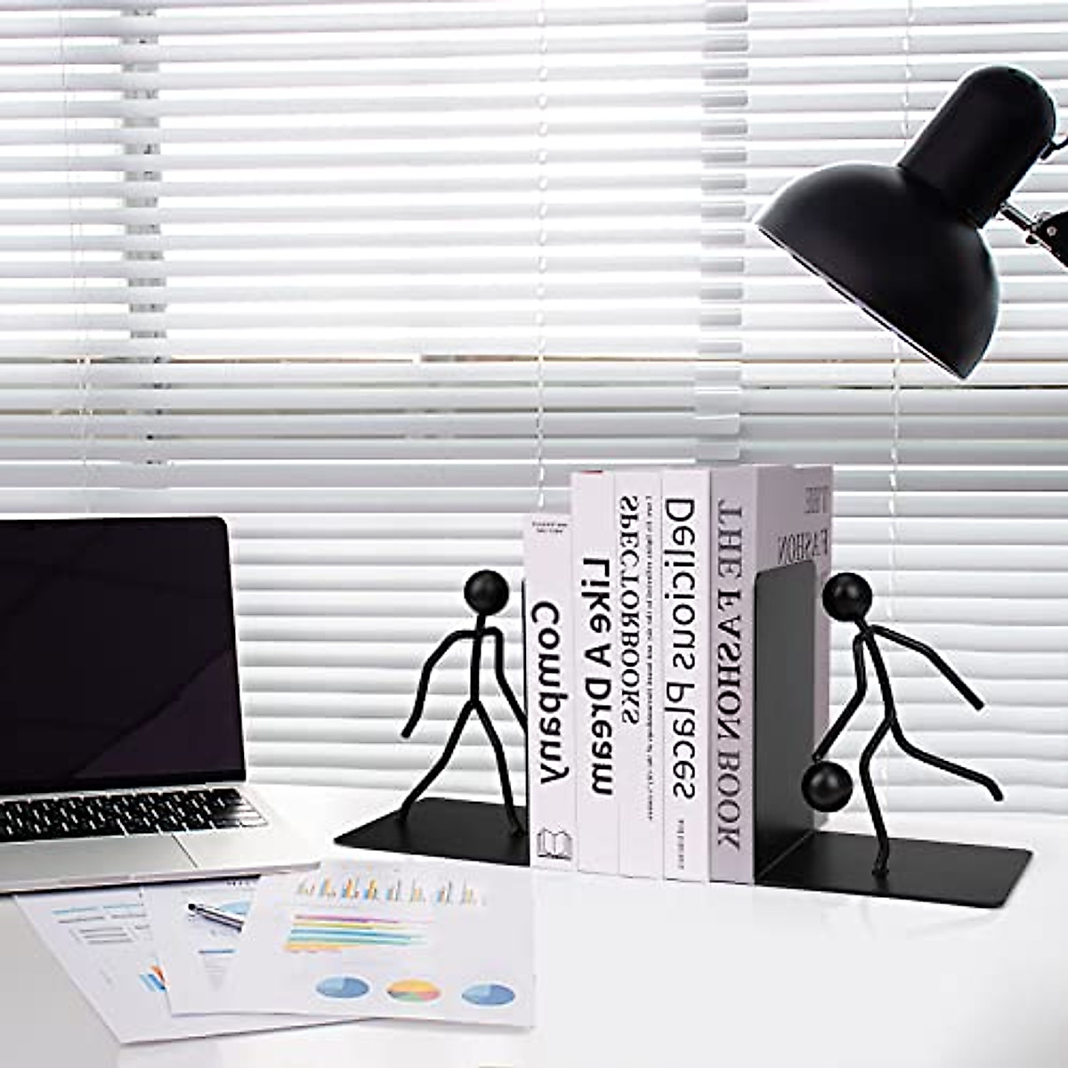 Decorative Bookends for Shelves Metal Book Ends- Elegant Book Holder - Durable, Non Skid Heavy Duty Bookends Decorative Unique Book Stoppers for Books, Magazines & More