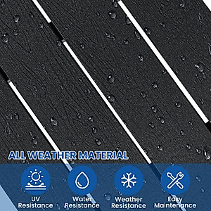 Folding Adirondack Chair with Ottoman Weather Resistant Foldable Fire Pit Chairs with Footrest HDPE Outdoor Adirondack Chair for Patio Front Porch Pool Garden Deck Fire Pit Outside, Black