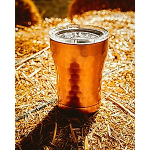 Seriously Ice Cold SIC 12oz Insulated Travel Tumbler Mug, Premium Double Wall Stainless Steel, Leak Proof BPA Free Lid (Hammered Copper)