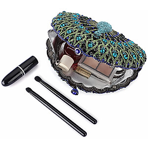 MOSSMON Peacock Luxury Rhinestone Crystal Evening Clutch Bag Sparkly Bride Wedding Party Purses for Women