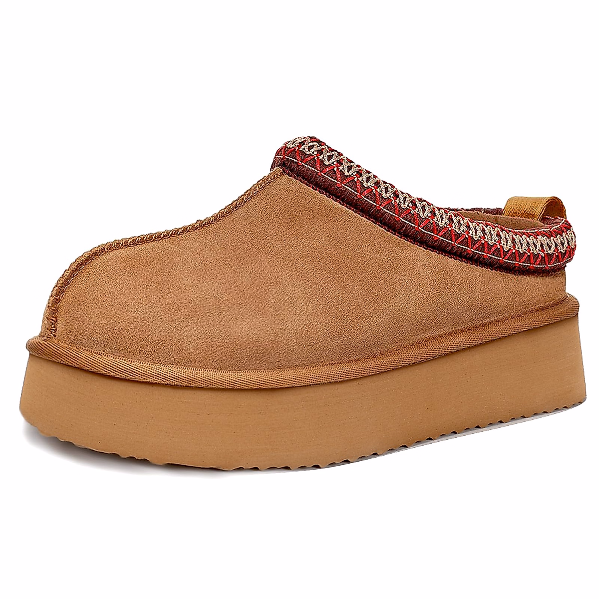 ZEXSAFETY Platform Slippers for Women Snow Winter Womens Slippers Fluffy House Slippers for Indoor and Outdoor Chestnut 8