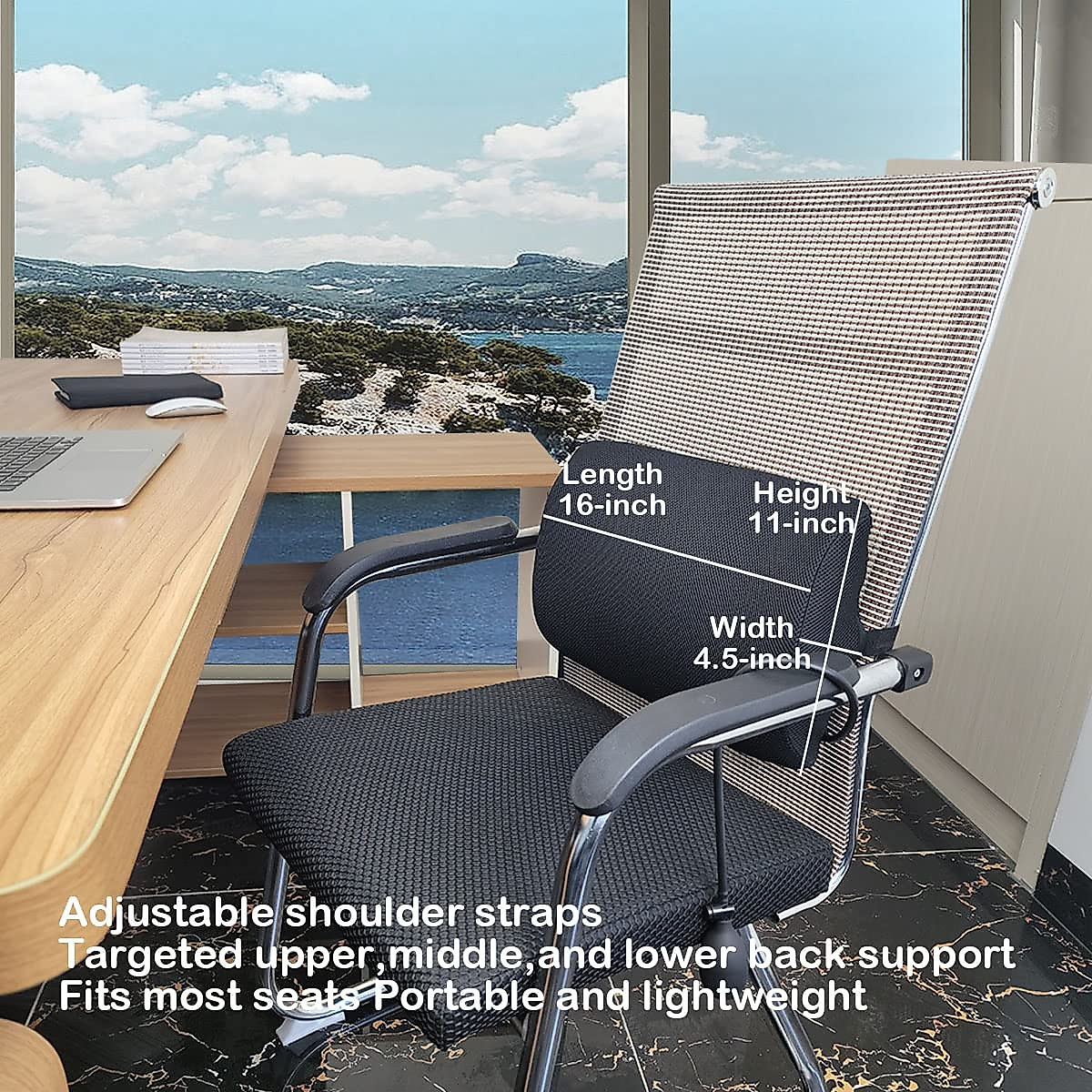 awave bloom Inflatable Lumbar Support Pillow for Car Seat and Office Chair, with Adjustable Internal Air System, Back Support for Home, Travel