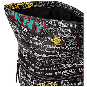 DKNY Women's Multipurpose Fashion Backpack, Black Iconic Graffiti Tilly, One Size
