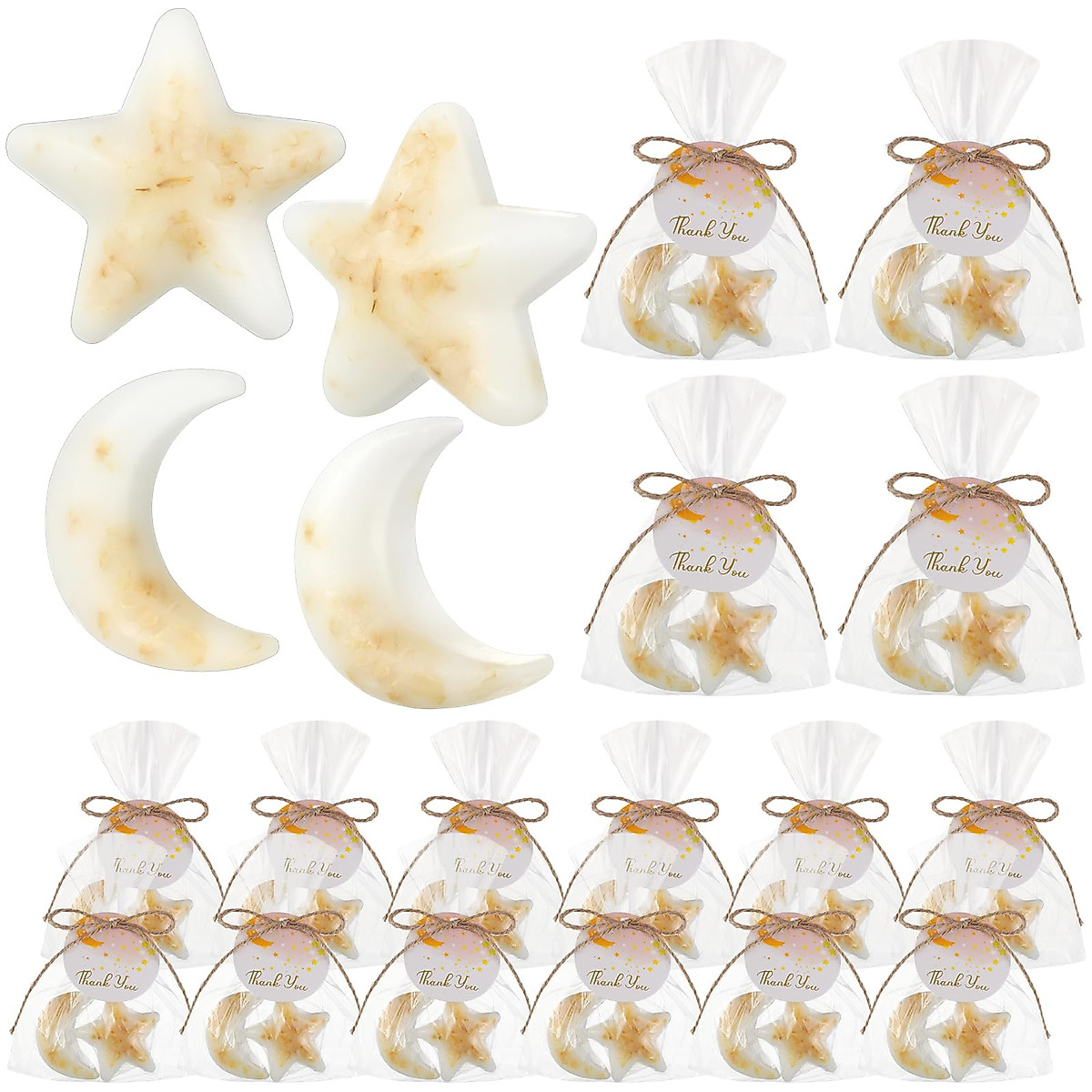 Demissle 20 Pcs Baby Shower Soap Favors Soap Baby Shower Favors Soap Gift Set with White Greeting Card Handmade Soaps for Guests Baby Shower Favors Decorations Gift (Moon)