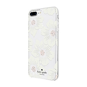 kate spade new york Protective Hardshell Case for iPhone 8 Plus, iPhone 7 Plus, iPhone 6s Plus & iPhone 6 Plus - Hollyhock Floral Clear / Cream with Stones
