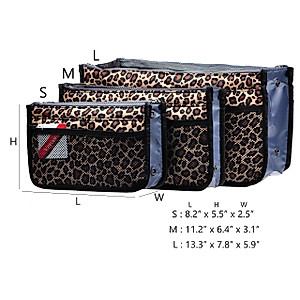 Vercord Purse Organizer Insert for Handbags Bag Organizers Inside Tote Pocketbook Women Nurse Nylon 13 Pockets Leopard Medium