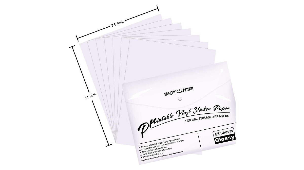 55 Glossy Waterproof Printable Vinyl for Inkjet/Laser