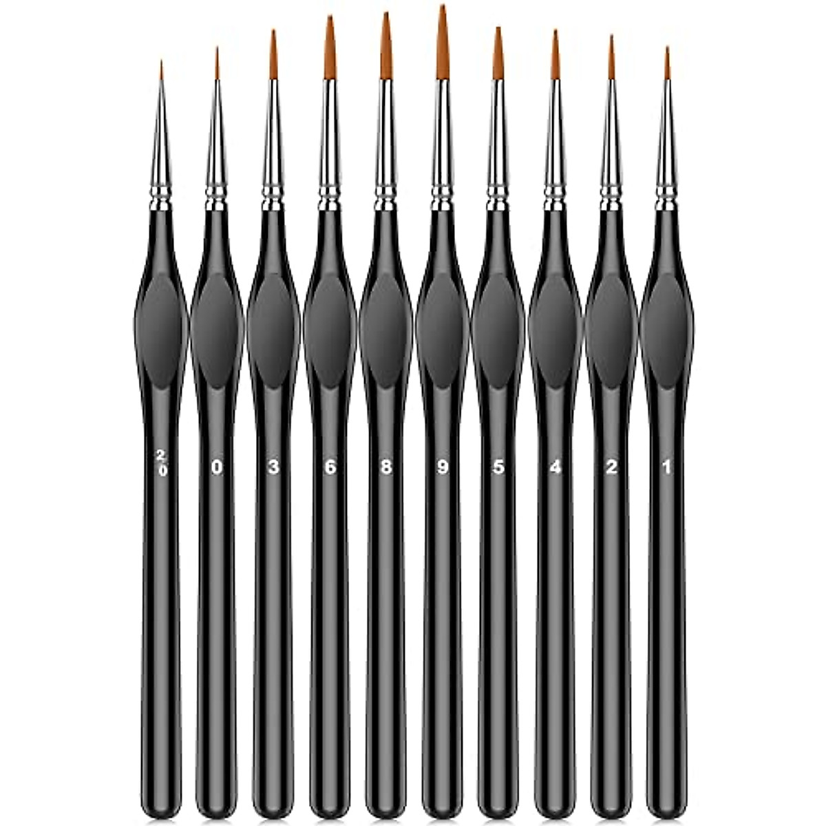 Miniature Paint Brushes,10Pcs Small Fine Tip Paintbrushes, Micro Detail Paint Brush Set, Triangular Grip Handles Art Brushes Perfect for Acrylic, Watercolor, Oil, Craft, Models, Warhammer 40k (Black)