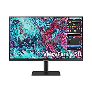 SAMSUNG 27-Inch ViewFinity S8 Series 4K UHD High Resolution Monitor, IPS Panel, 60Hz, Thunderbolt 4, HDR 10+, Built-In Speakers, Height Adjustable Stand, S27B804TGN, 2022, Black