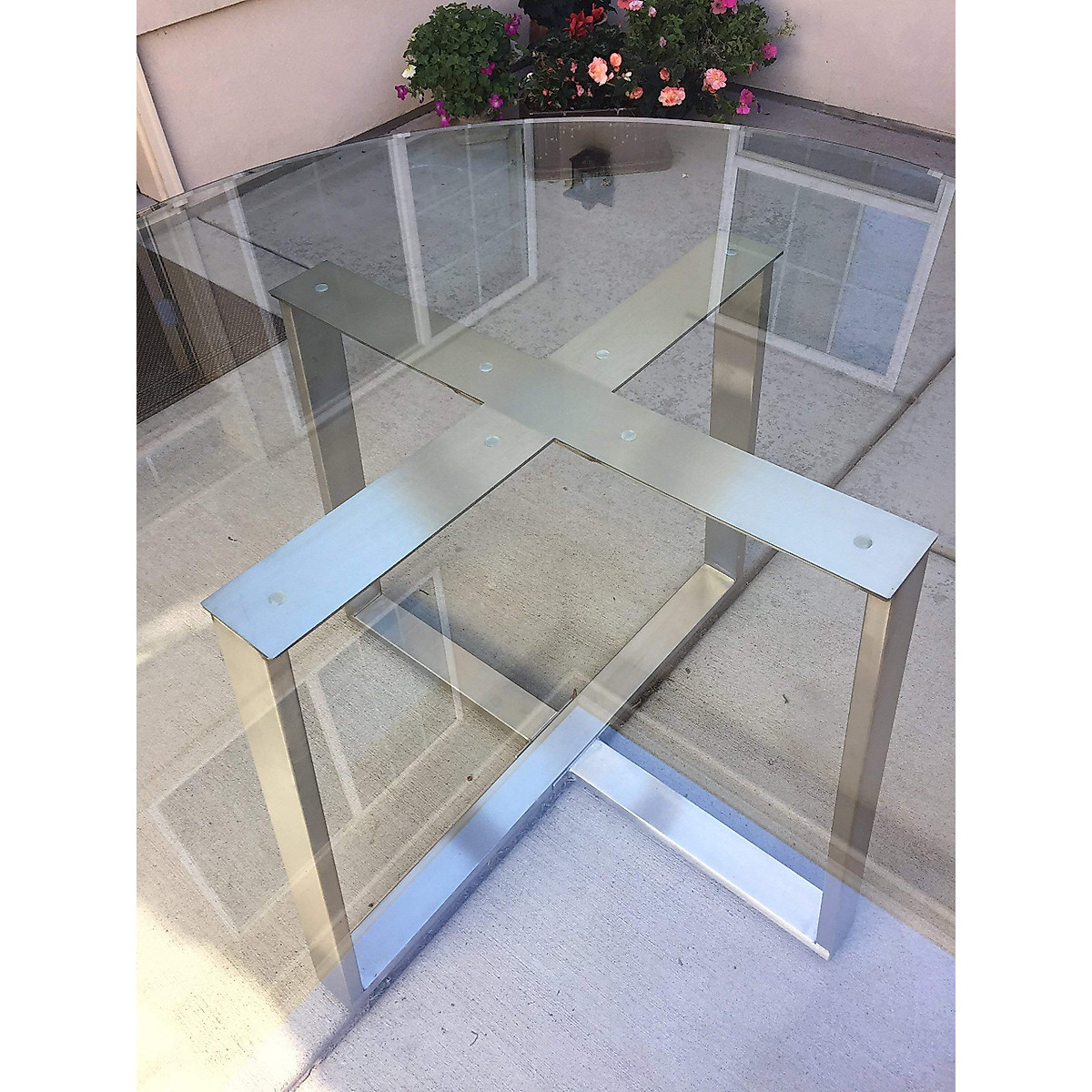 Brushed Stainless Metal Table base, Tapered Pedestal Style - Any Size and Color