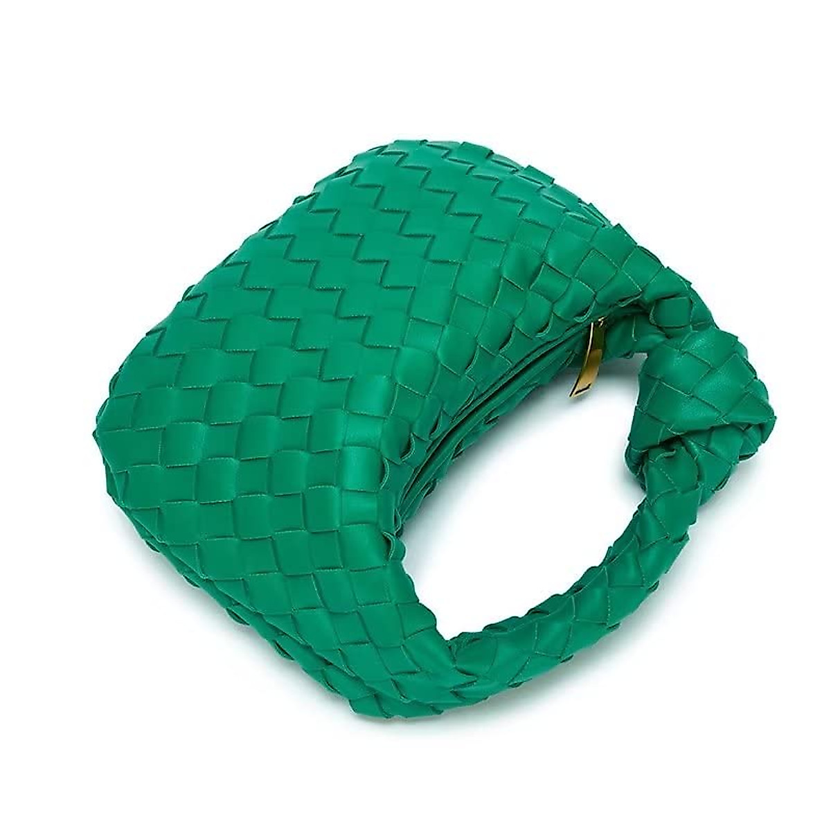 BEAON Knoted Woven Handbag for Women Leather Shoulder Bag Designer Ladies Handmade Tote Hobo Bucket Purse Clutch Green