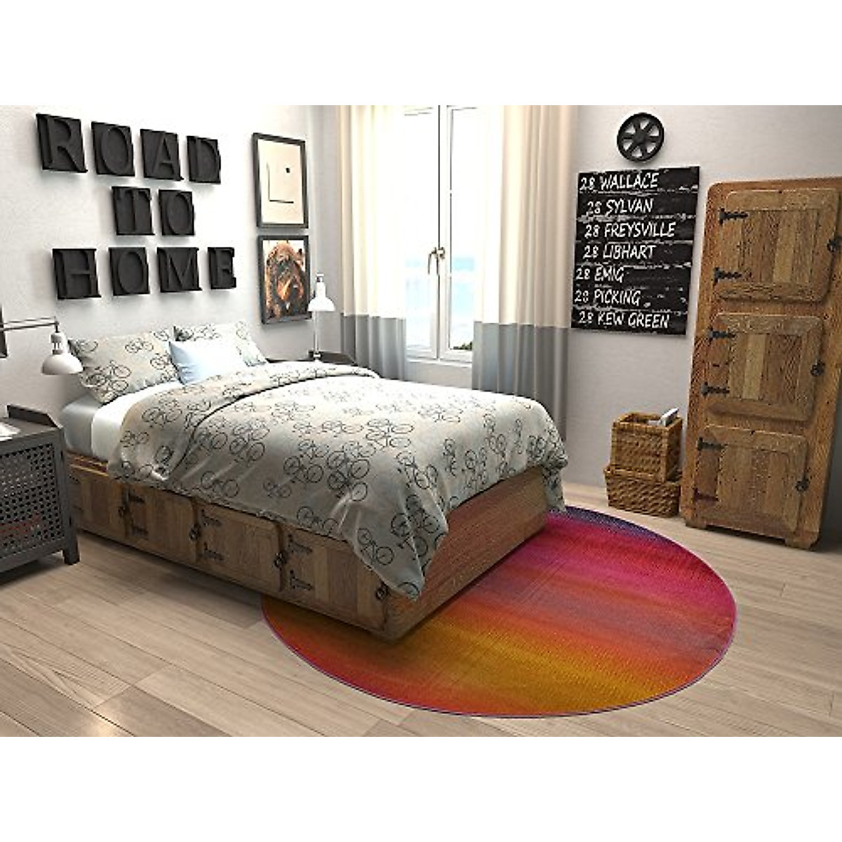 Unique Loom Estrella Collection, Gradient, Sunset, Abstract, Bright Colors Area Rug, 6' 1" x 6' 1", Pink/Gold