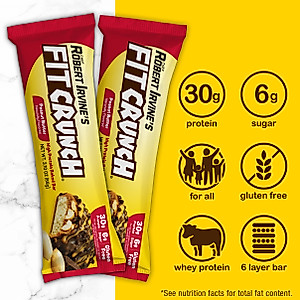FITCRUNCH Full Size Protein Bars, Designed by Robert Irvine, 6-Layer Baked Bar, 6g of Sugar, Gluten Free & Soft Cake Core (Variety Pack)