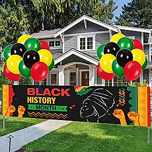 Black History Month Banner Balloons Party Decorations - African BHM Worthwhile Commemoration National Black History Party Balloons Banner Decor Supplies