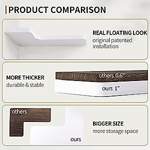fuqing Corner Floating Shelves, Wall Shelf Set of 3, Shelves for Wall Storage, Solid Wood Shelves for Storage, Wall Mount Wooden Display Shelf for Bathroom Bedroom Kitchen Garage, White