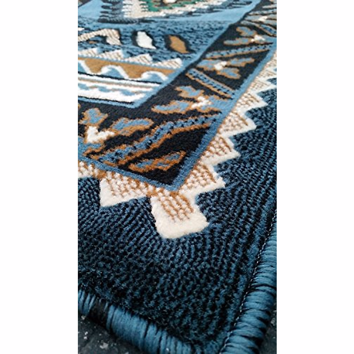 Kingdom Southwest Native American Area Rug Blue Green Design #D143 (3ft.X4ft7in.)