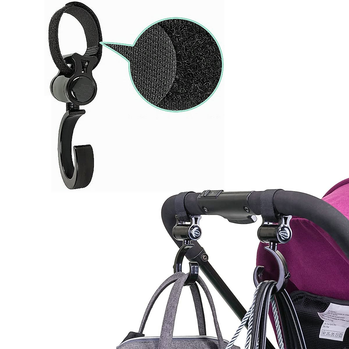 NUOSHIKE Stroller Cup Holder, Baby Water Bottle Holder, Bicycle Bottle Holder, Wide Calibre, Universal Cup Holder for Rollator, Boat, Walker, Wheelchair, with 2 pcs Stroller Hook SCH4037 Black