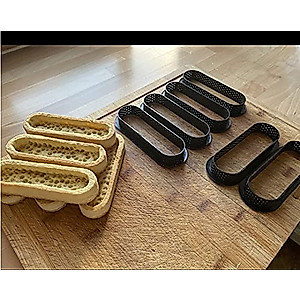 LOVFASH 8pcs Round Shape Cake Mold Mousse Circle, Cutter Decorating Tool French Dessert DIY Perforated Ring Non Stick Bakeware Tart (8pcs-Oval)