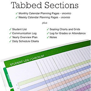 Elan Publishing Company Deluxe Undated Teacher Planner: 8.5x11 Includes 7 Periods, Page Tabs, Bookmark, Planning Stickers, Pocket Folder Daily Weekly Monthly Planner Yearly Agenda (Dark Blue Marble)