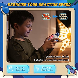 TeaRoo Quick Push Pop Game It Fidget Toys Pro for Kids Adults, Handheld Game Fast Puzzle Game Machine, Push Bubble Stress Toy, Relief Party Favors, Gifts for Boys and Girls (Blue Astronaut)