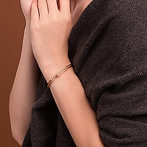 E Gold Bracelets for Women, 14K Gold Plated Bangles Bracelets with Cubic Zirconia Stones Lightweight Everyday Jewelry for Valentine's Day Wedding Birthday