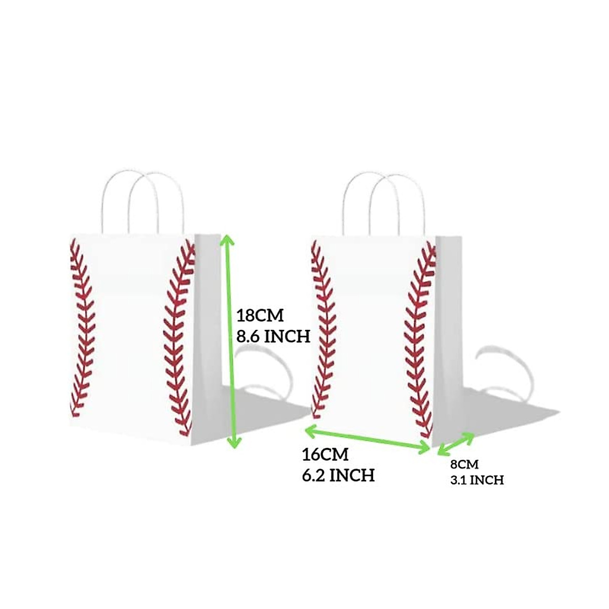 18 Pcs Baseball Party Favors Gift Bags - Baseball Goodie Bags Favors for Kids Adult Team - Baseball Theme Birthday Party decoration bags - Supplies Paper Bag with Handle